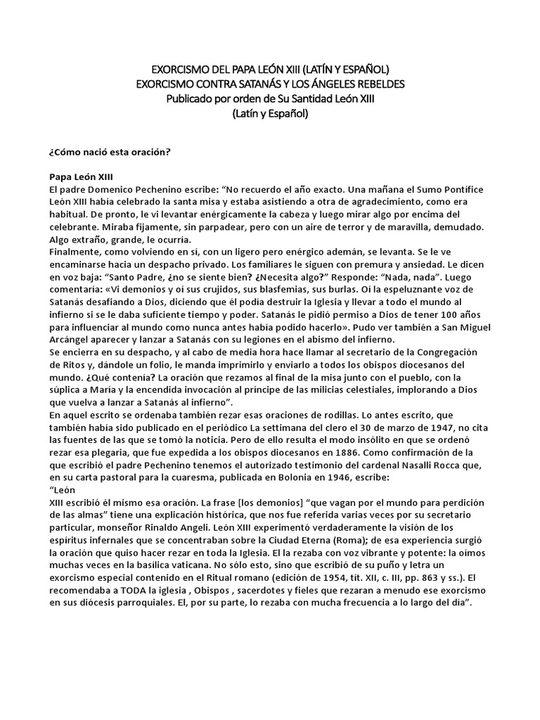Exorcismo del Papa León XIII en Latín | PDF | Cristo (título) | María ...