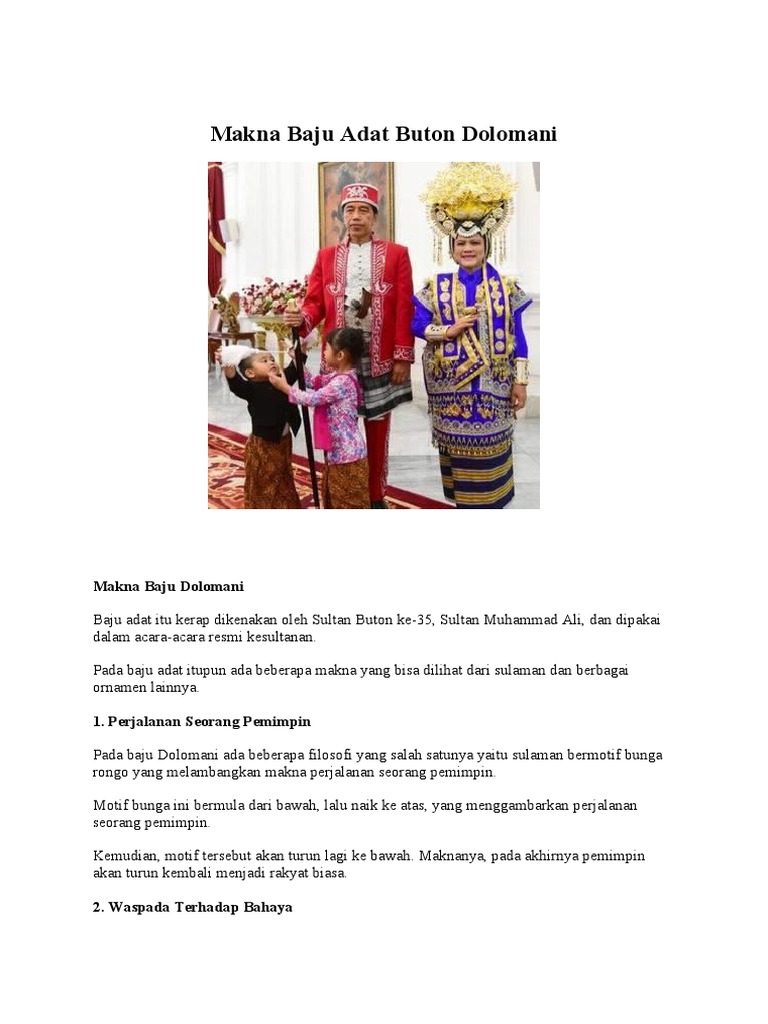 Makna Baju Adat Dolomani Buton | PDF