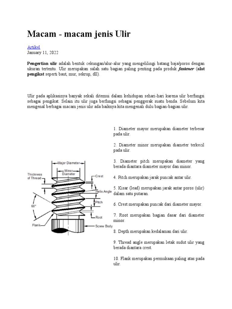 Jenis-Jenis Ulir dan Fungsinya | PDF | Griya & Taman | Seni