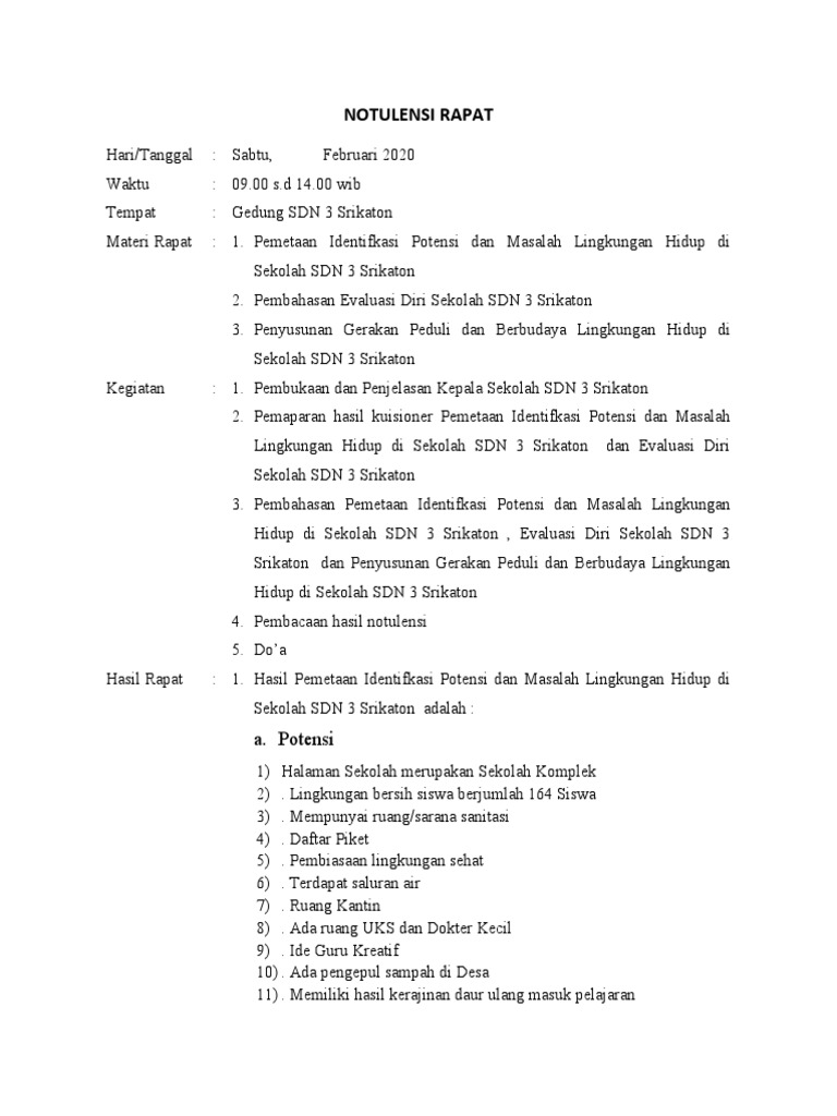 Notulensi Rapat | PDF