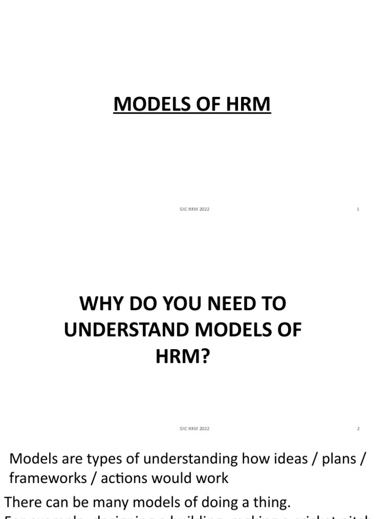 Models of HRM - 2022 | PDF | Human Resource Management | Human Resources