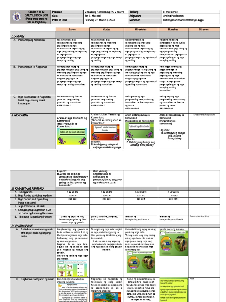 DLL in Aral. Pan. Q3 W3 | PDF