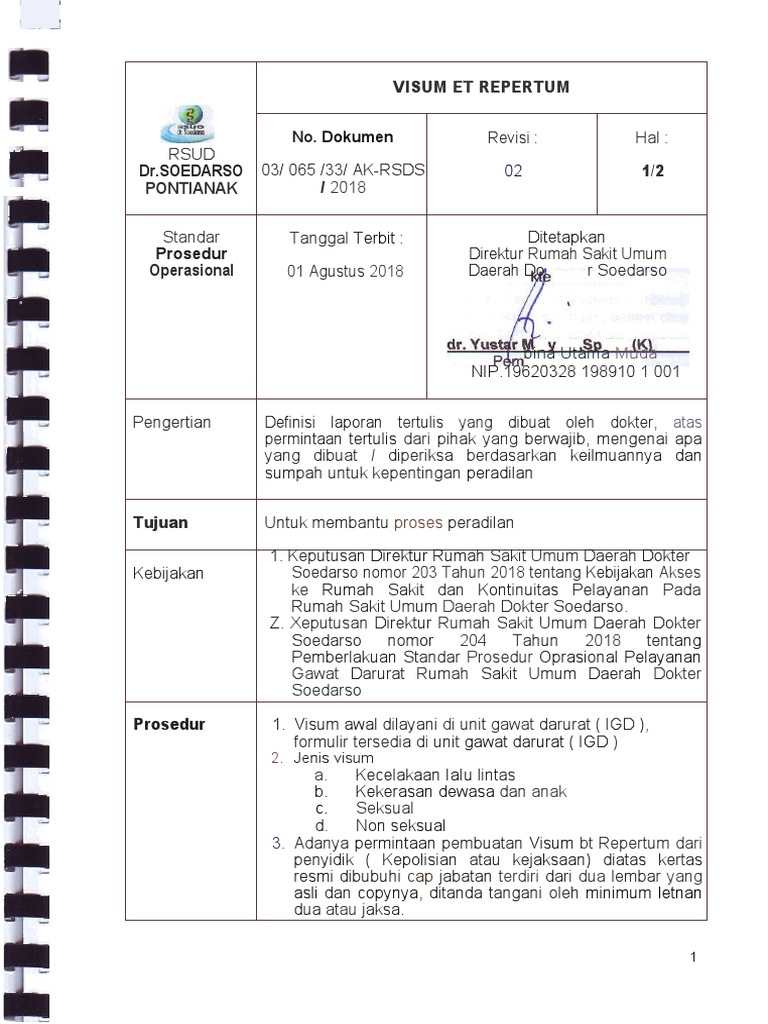 Prosedur Visum di RSUD Dr. Soedarso | PDF | Hukum