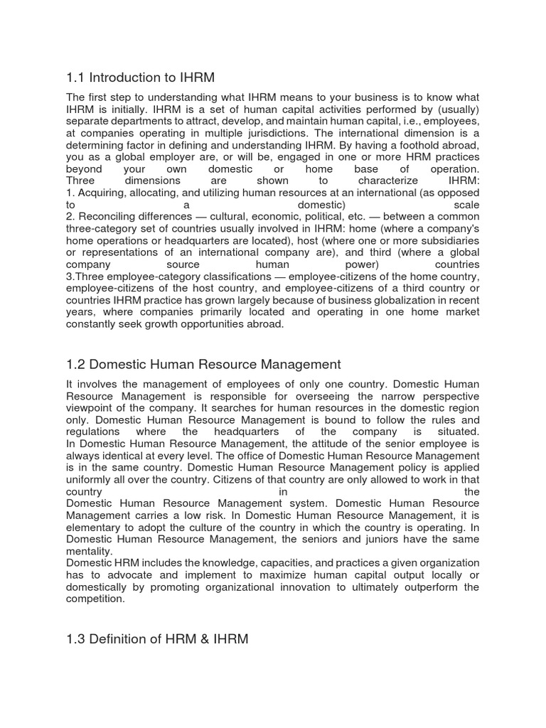 Study Material-IHRM (Units-1 To 10) | PDF | Finance & Money Management