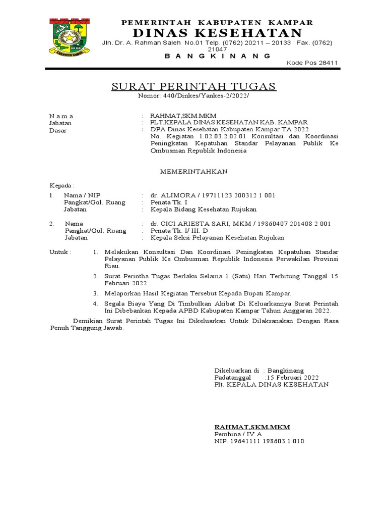 Surat Perintah Tugas | PDF
