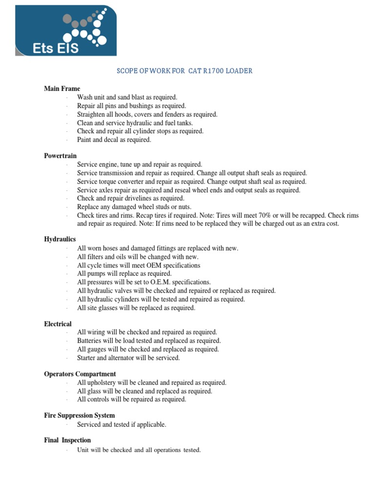 Cat R1700 Loader Service Overview | PDF | Home & Garden