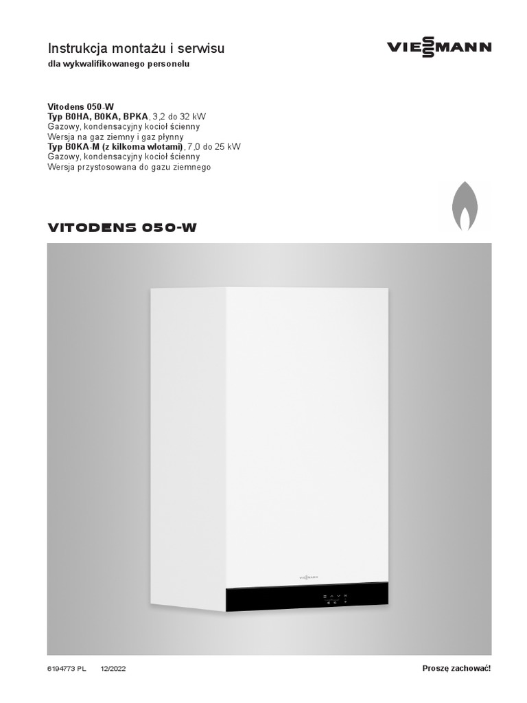 2021r. Vitodens 050 B0KA Instrukcja Serwisu | PDF