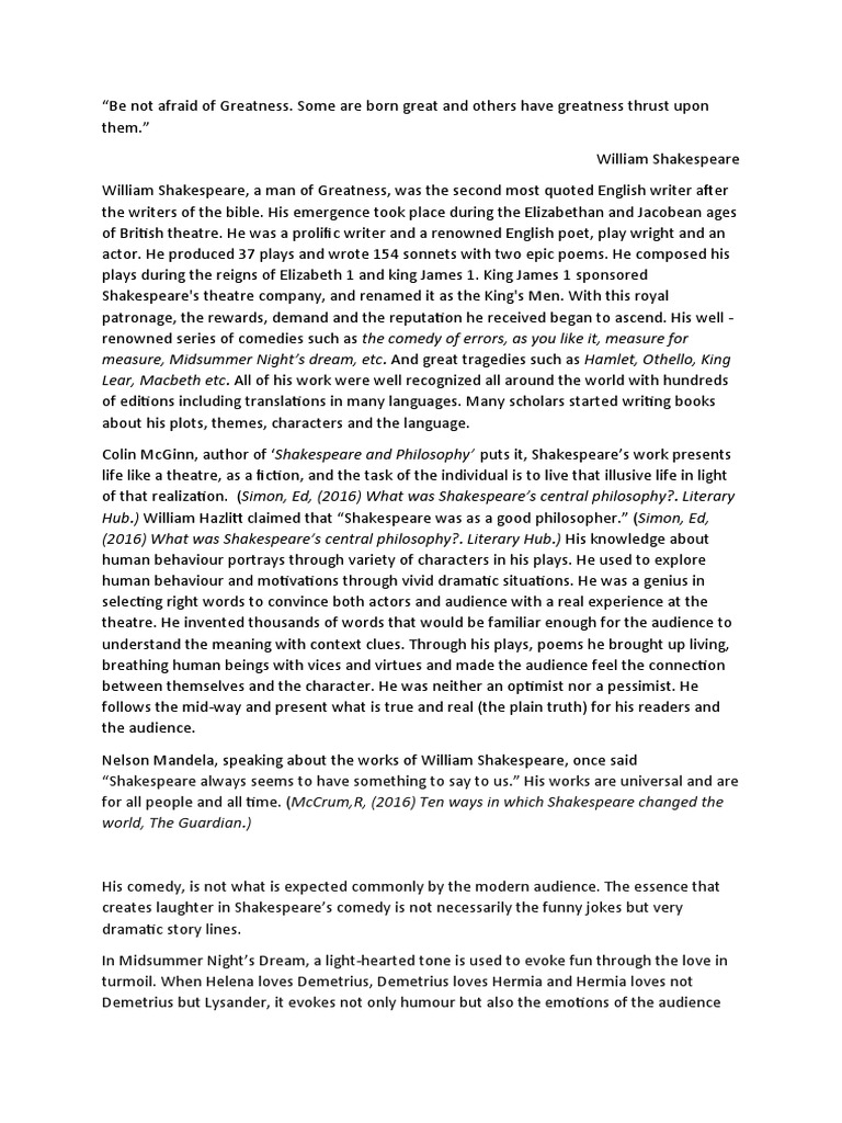 Exploring the Sources of Humor and Universal Themes in Shakespeare's A ...