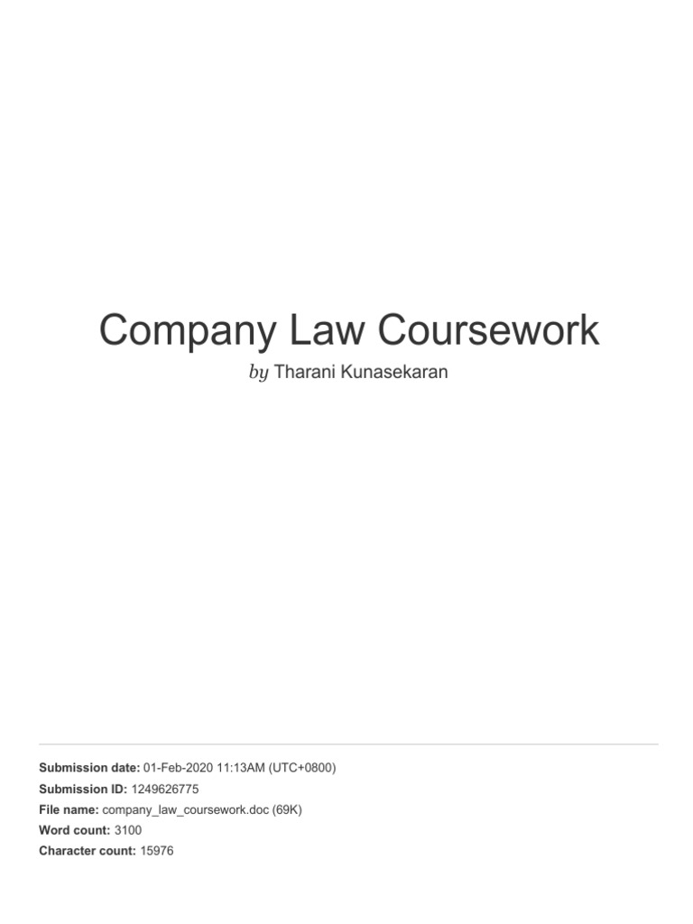 Company Law Coursework | PDF