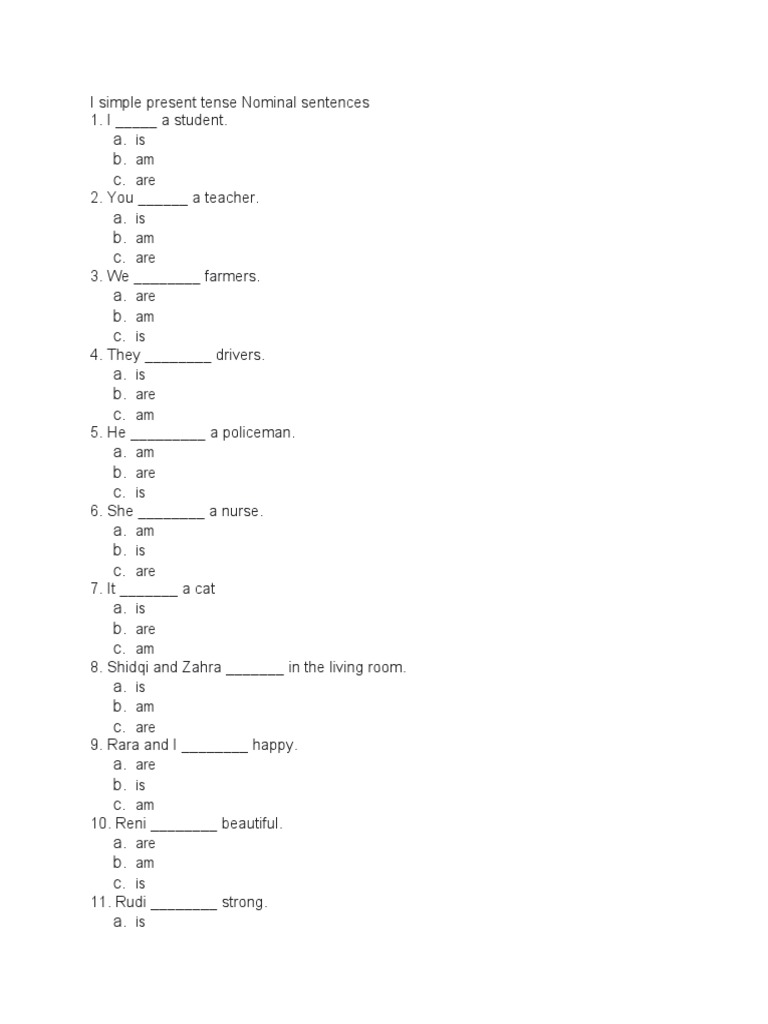 Simple Present Tense Nominal | PDF