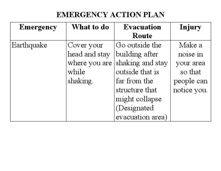 Emergency Action Plan | PDF