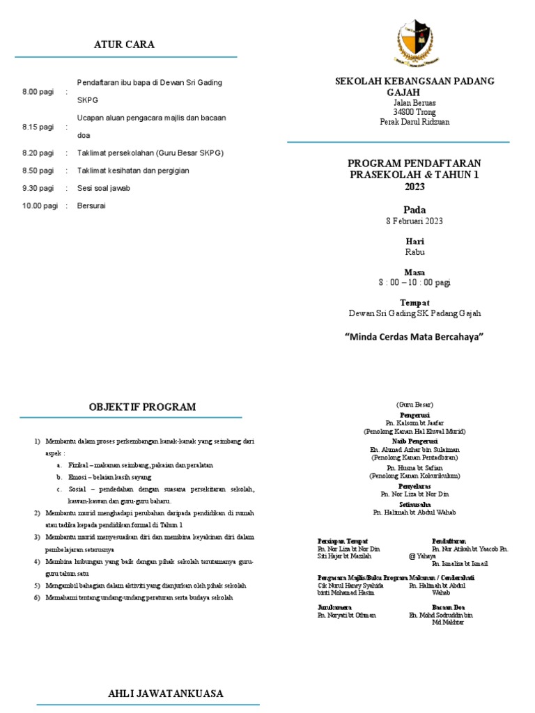 Buku Program Pendaftaran Pra & t1 2023 | PDF