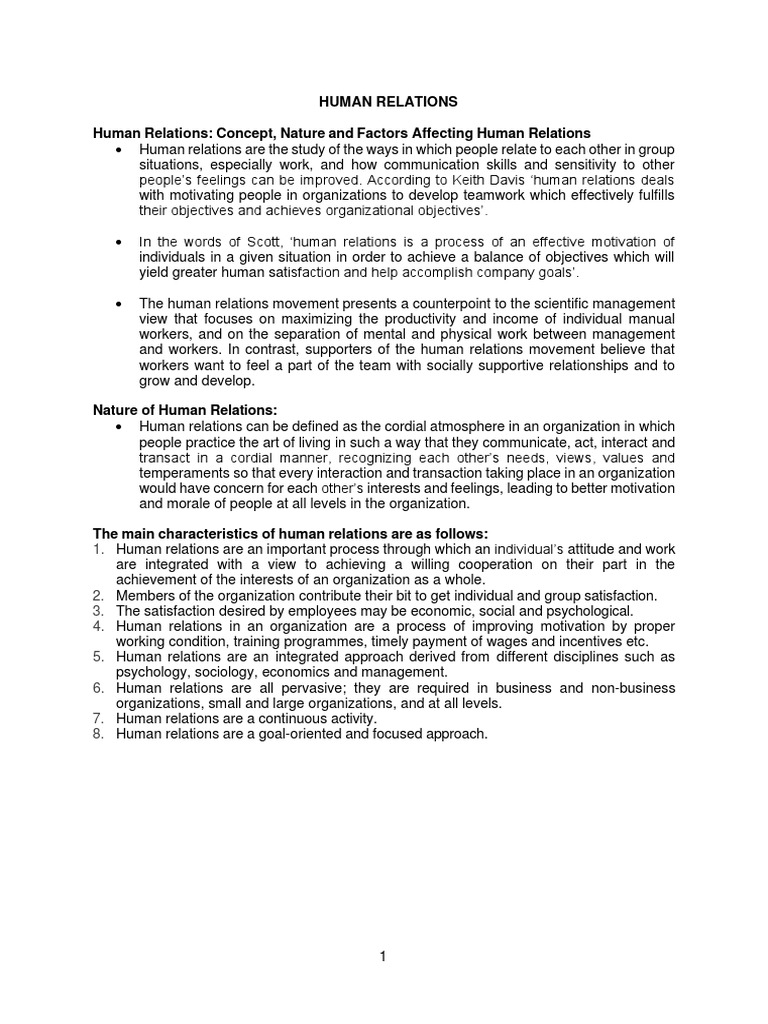 Human Relations PDF | PDF | Interpersonal Relationships | Motivation