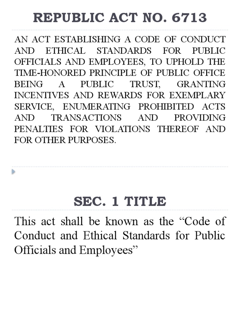 Ra 6713 | PDF | Morality | Incentive