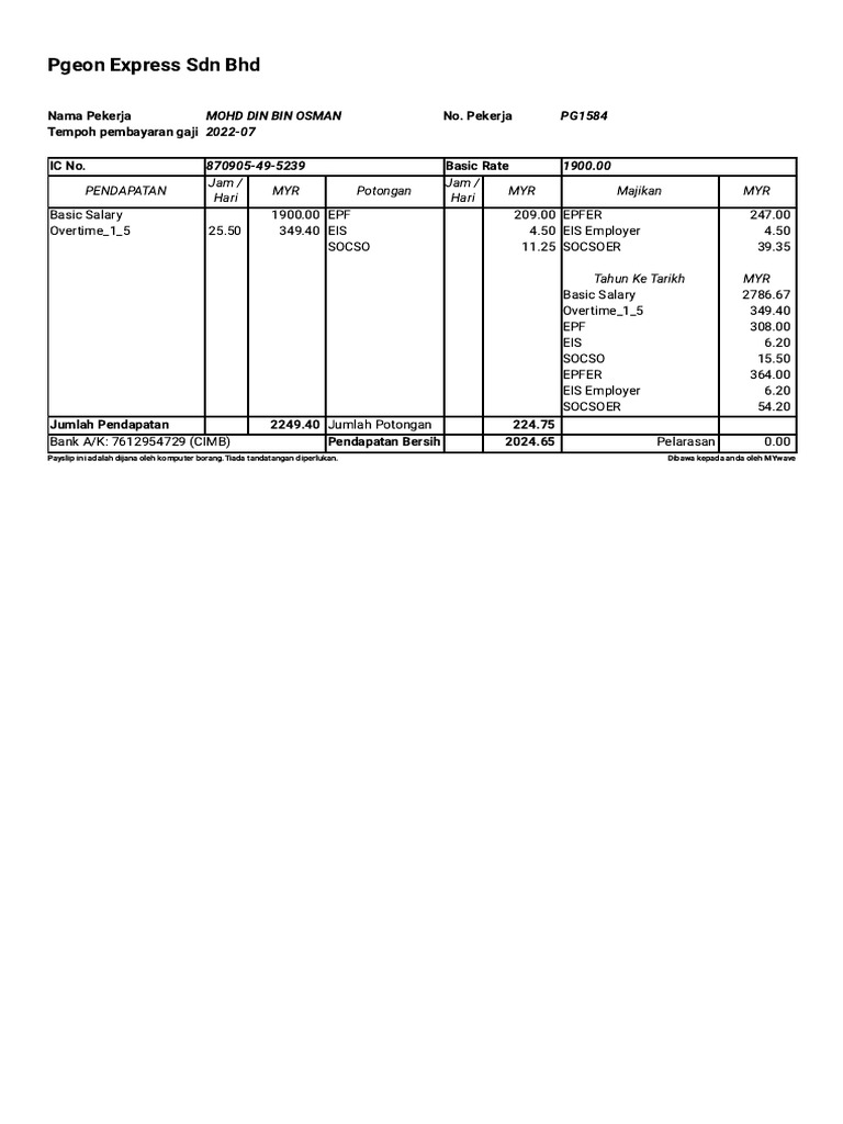 Payslip 2022-07 | PDF