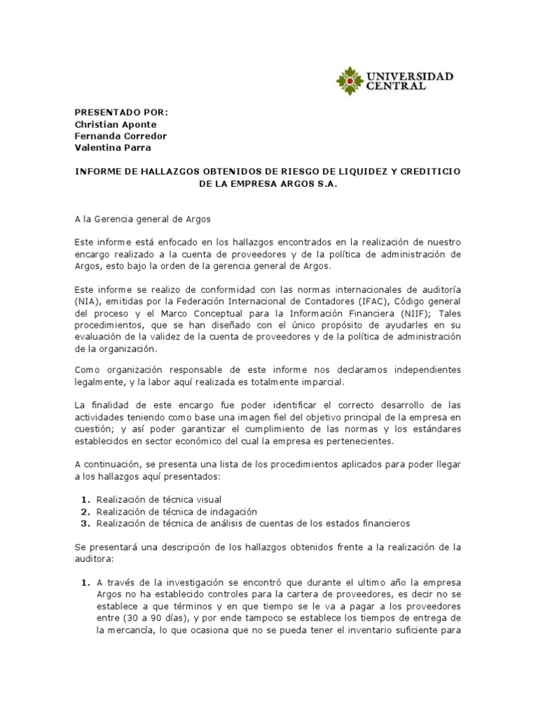Informe de Hallazgos | PDF | Auditoría | Negocios económicos