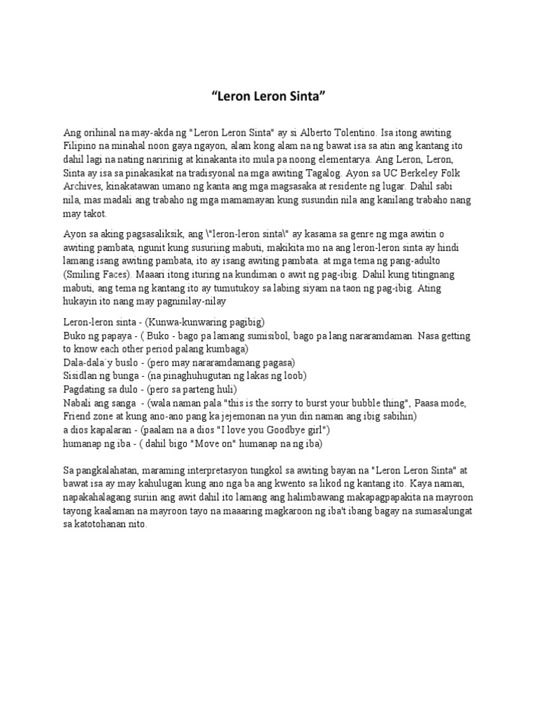 Leron Leron Sinta G | PDF