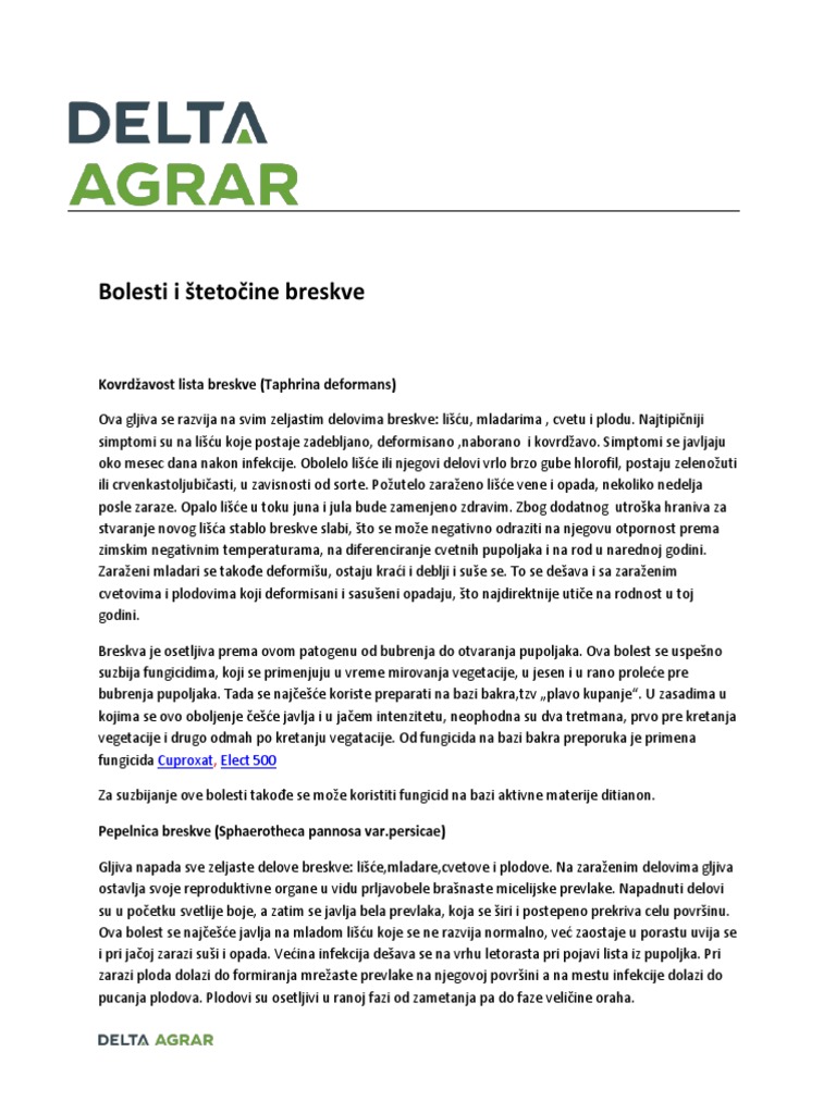 Bolesti I Stetocine Breskve 2 | PDF