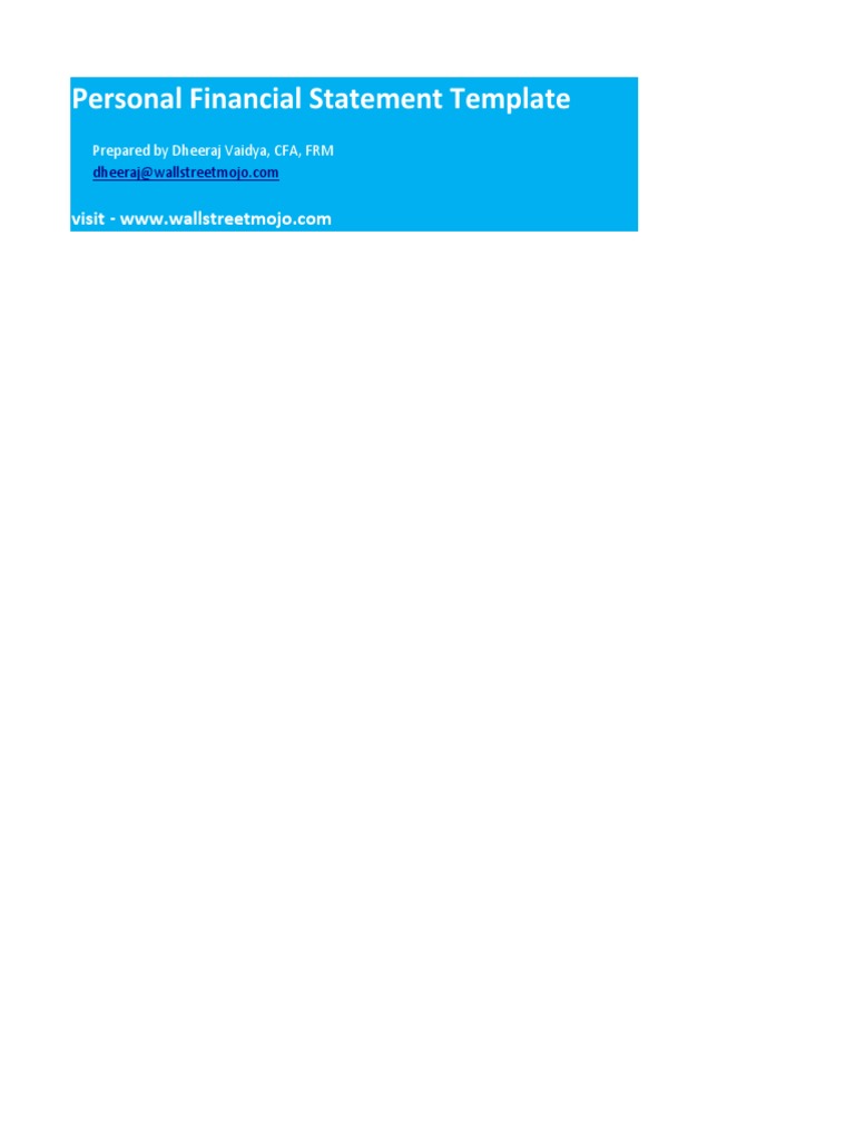 Personal Financial Statement Template 1 | PDF | Expense | Income