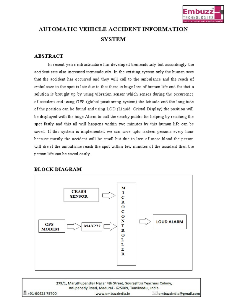 Automatic Vehicle Accident Information System | PDF