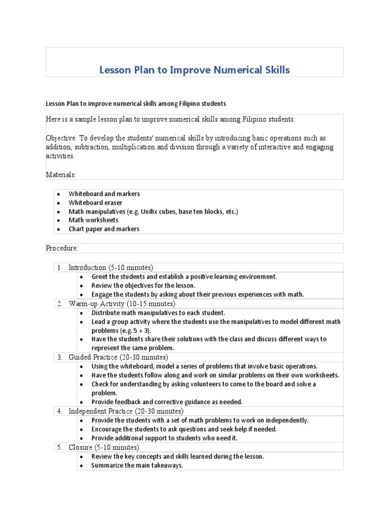 Sample Lesson Plan in Science Incorporating Numeracy | PDF | Lesson ...