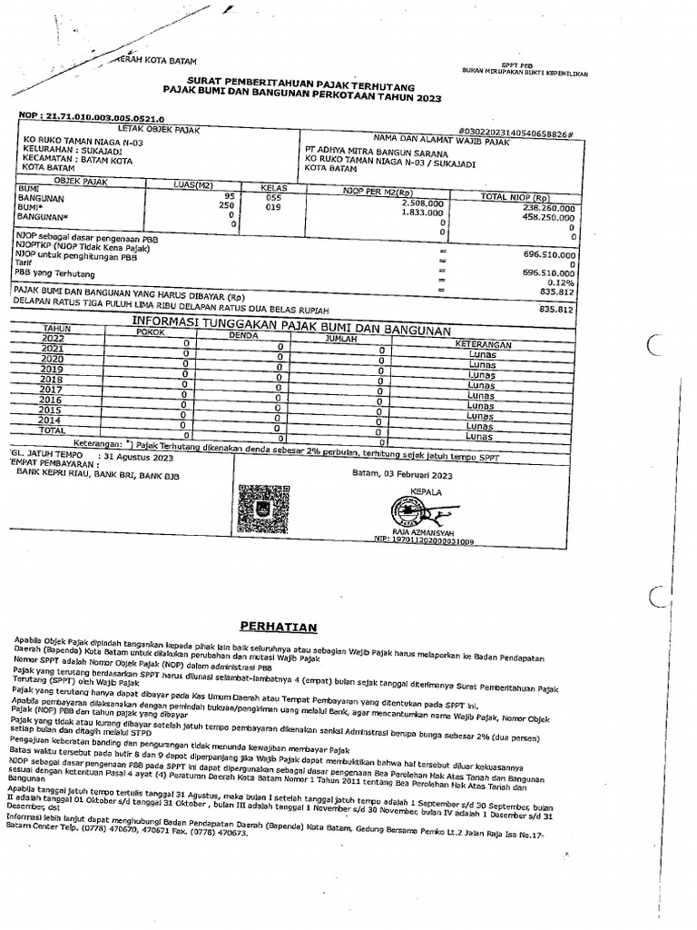 SPPT PBB SKJ 2023 | PDF