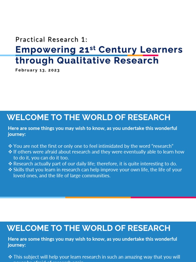 Subject Orientation - Practical Research 1 | PDF | Learning | Critical ...