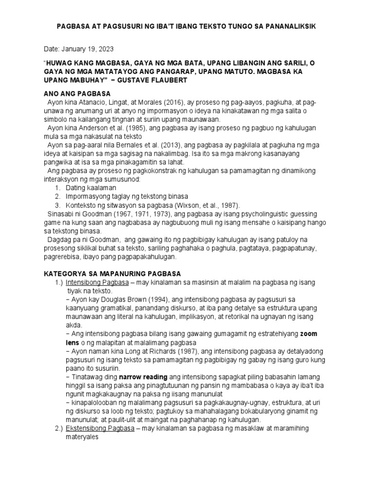 PAGBASA AT PAGSUSURI - 3rd Quarter Exam | PDF