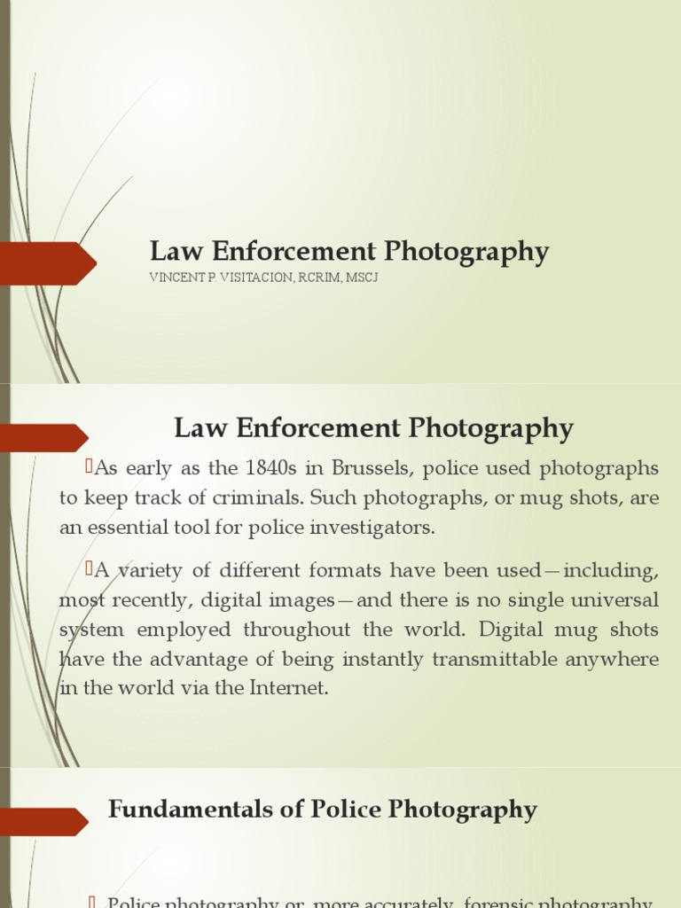 Lecture Law Enforcement Photography | PDF | Camera Lens | Crime Scene