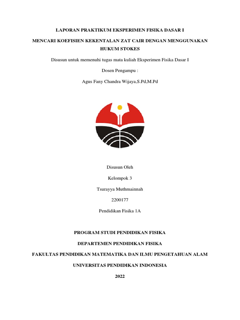 Laporan Praktikum Eksperimen Fisika Dasar I Viskositas | PDF