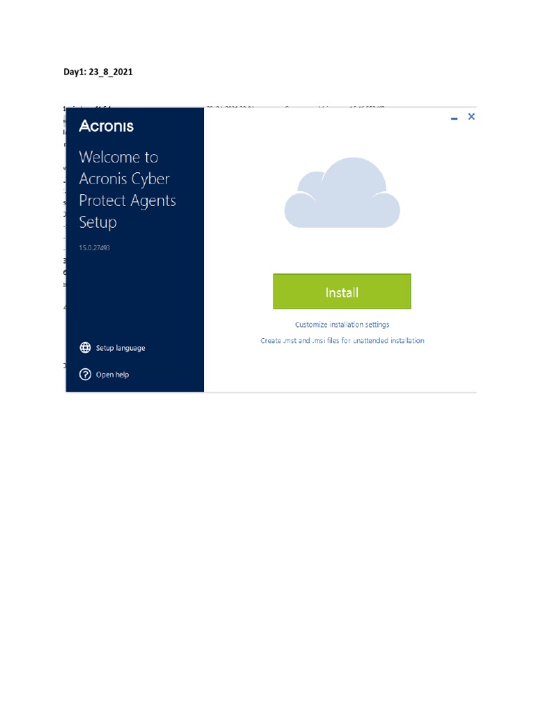 Acronis Backup Agent Install Steps | PDF
