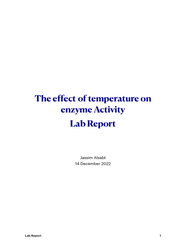The Effect of Temperature On Enzyme Activity | PDF | Hydrogen Peroxide ...