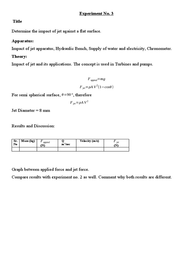 Jet impact force experiment | PDF