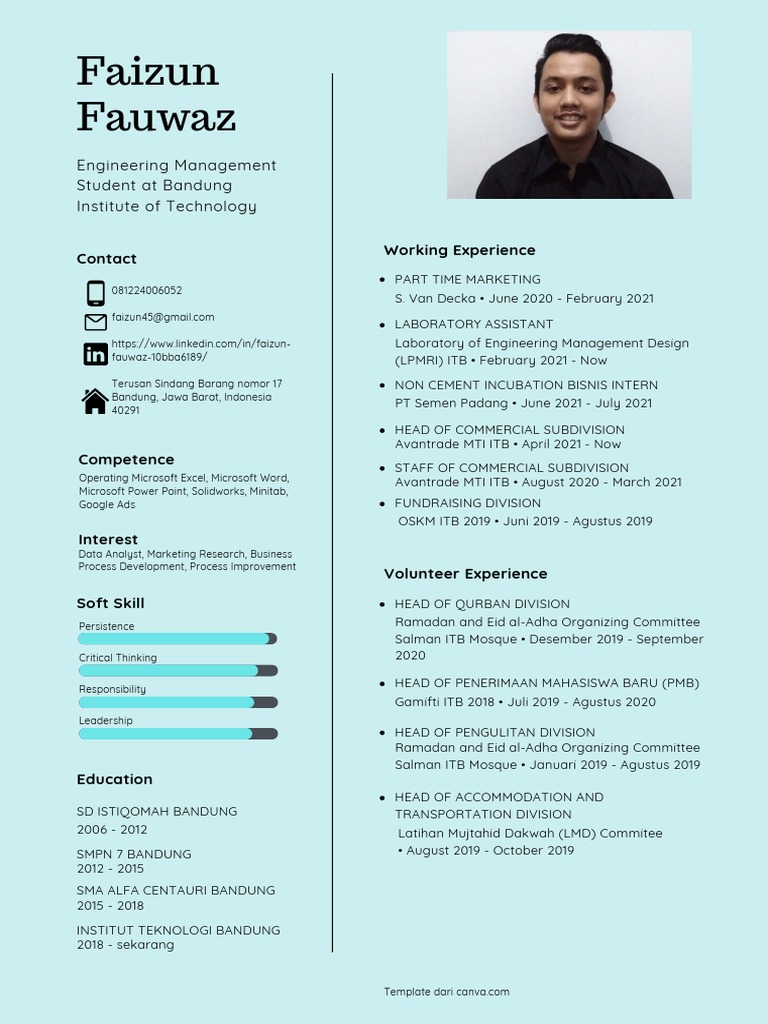 CV - Faizun Fauwaz - 14418038 | PDF | Career & Growth | Business