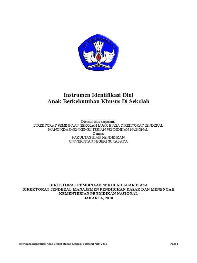 Format Instrumen Identifikasi Awal ABK | PDF