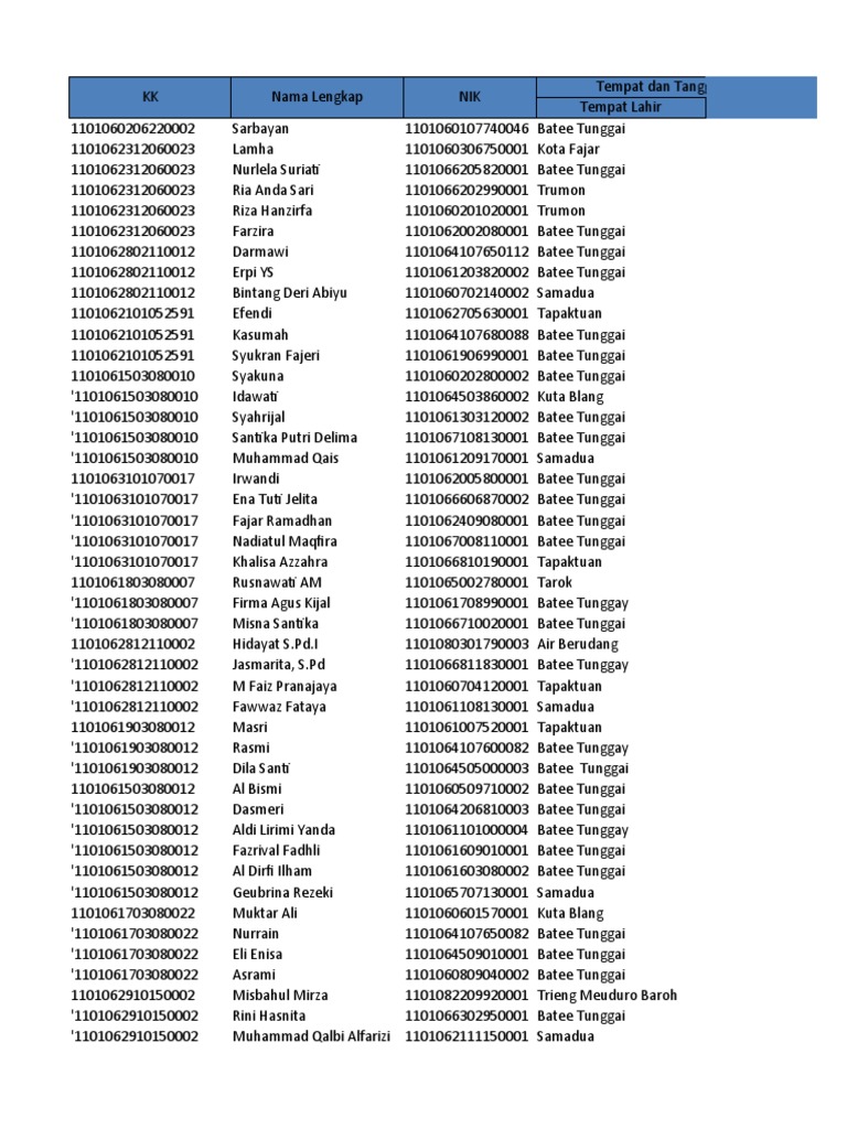 Format Bip Sigap Batee Tunggai | PDF