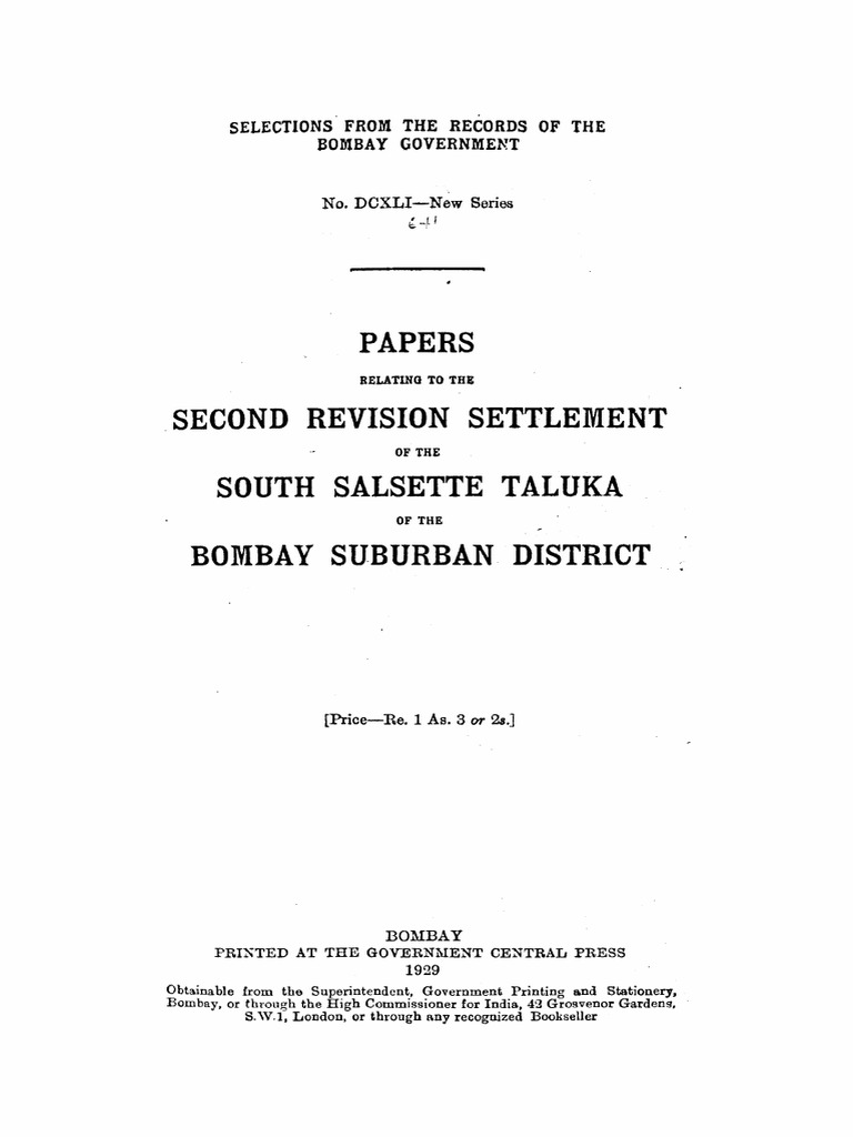 1029 South Salsette Settlement Report | PDF