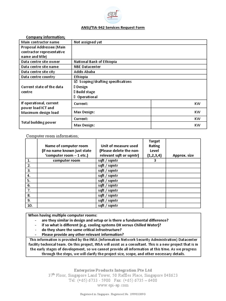 TIA-942 Services Request Form V1.1 - 2020 | PDF | Data Center ...