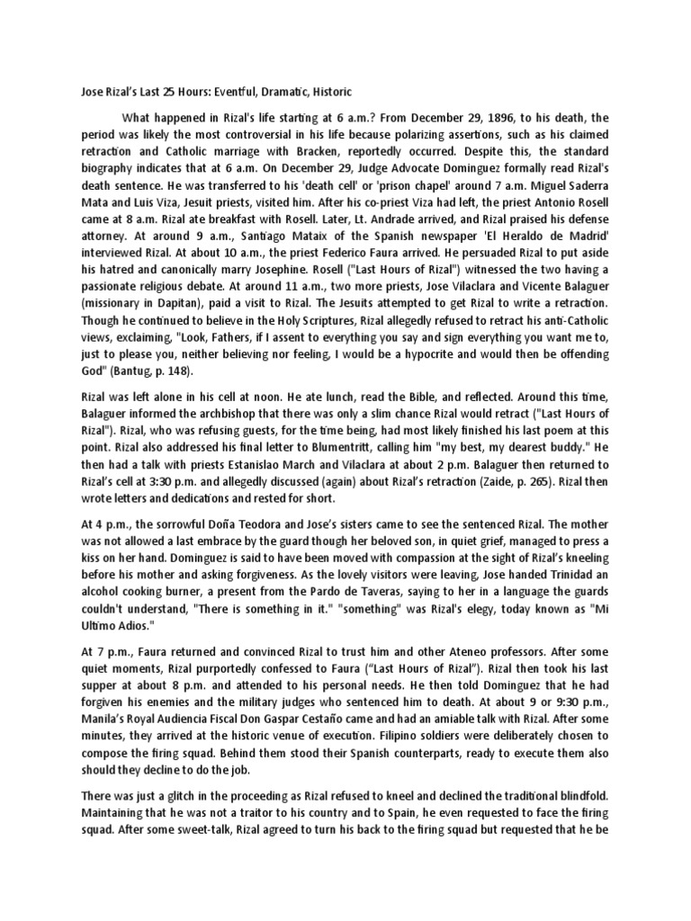 Jose Rizal Last 25hrs | PDF