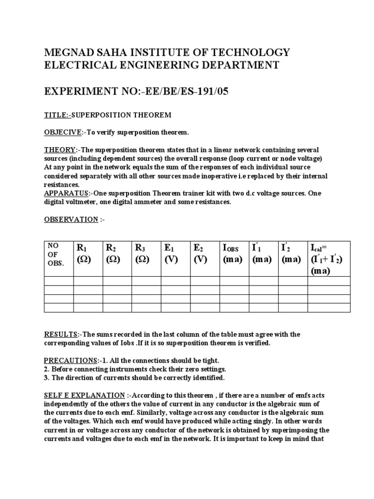 Superposition Theorem Pdf