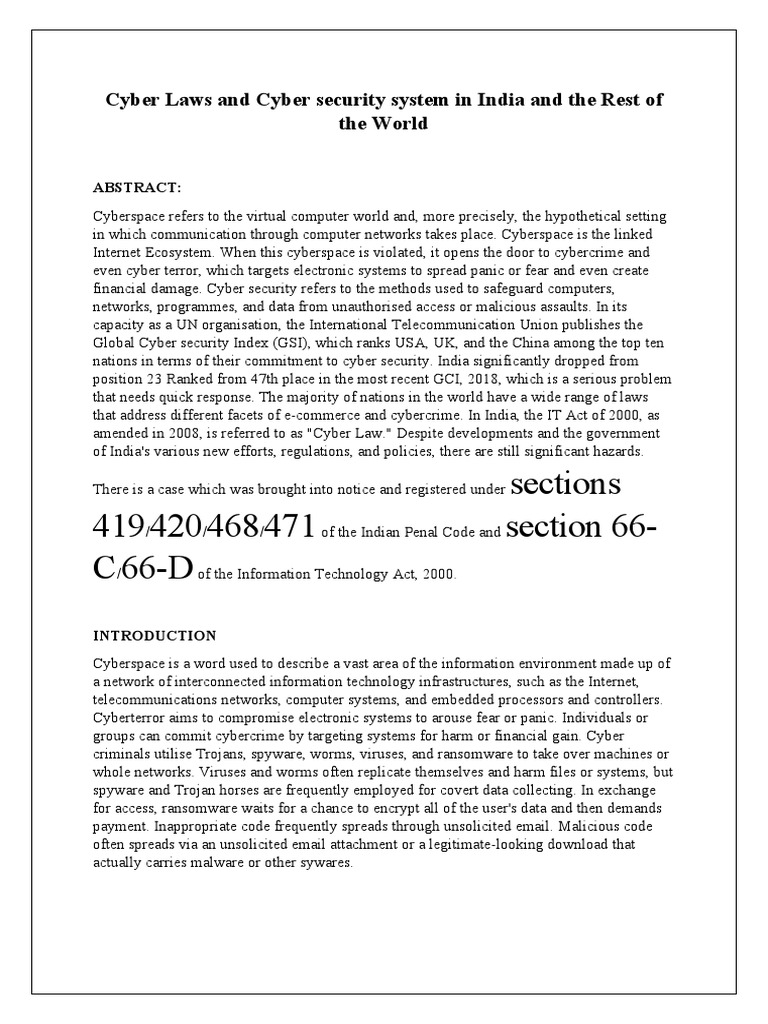 Cyber Laws - Research Paper | PDF | Security | Computer Security Cyber Laws - Research Paper | PDF | Security | Computer Security