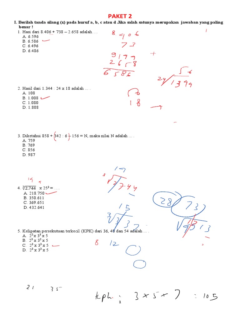Soal US Math Paket 2 | PDF