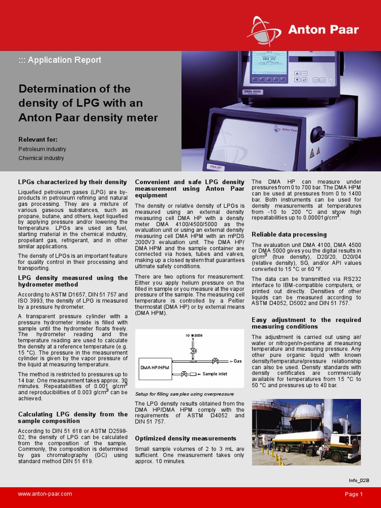 Determination of The Density of LPG With An Anton Paar Density Meter | PDF | Liquefied Petroleum ...