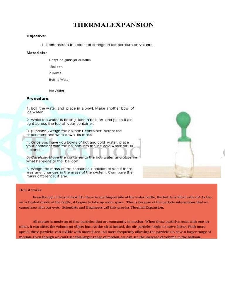 Thermal Expansion Balloon Experiment | PDF