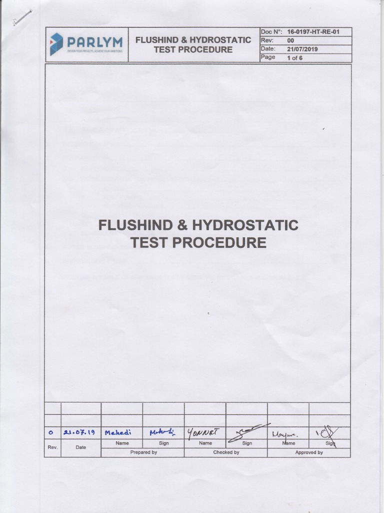 Hydrostatic Testing Procedure Guide | PDF | Stainless Steel | Valve