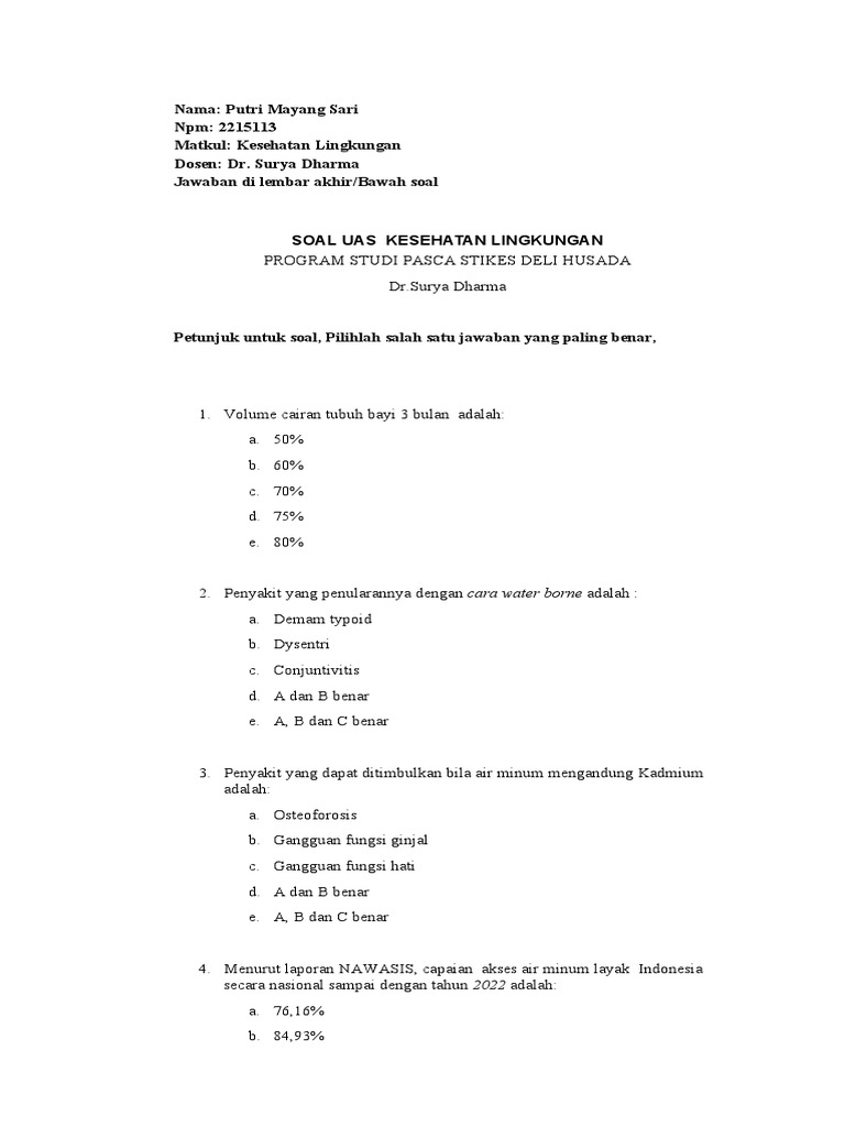 Putri Mayang Sari (Uas DR - Sudar) | PDF | Sains & Matematika