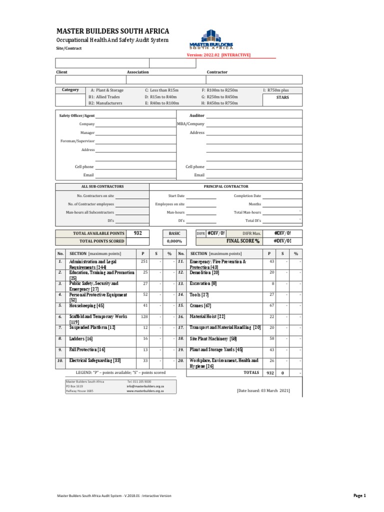 MBSA Audit System Rev 2022 | PDF | First Aid | Crane (Machine)