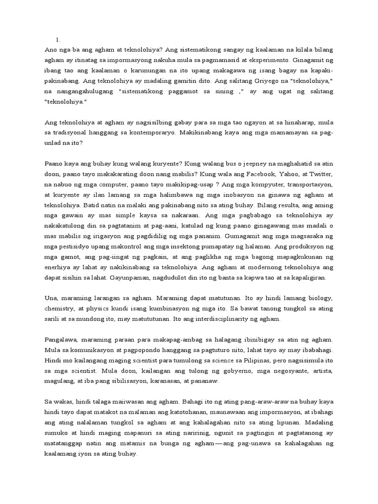 Agham at Teknolohiya | PDF