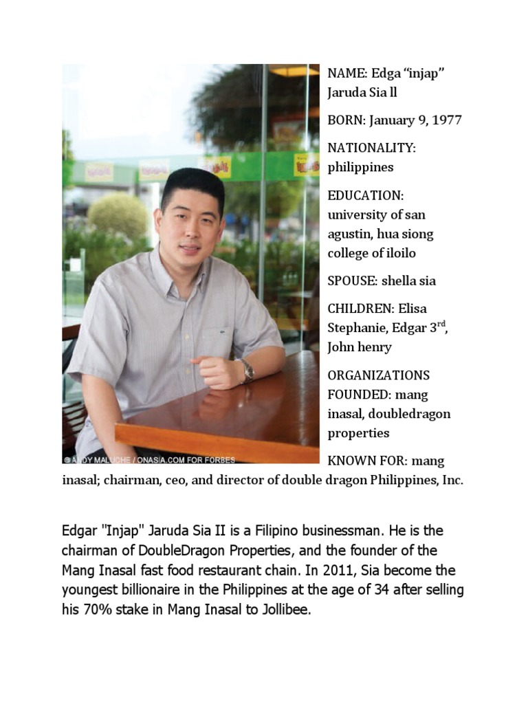 Edgar Sia: Youngest Filipino Billionaire | PDF