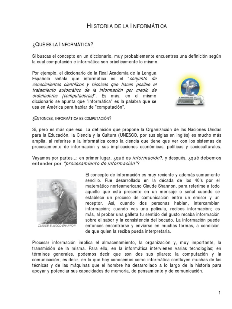 Historia de La Informática | PDF | Informática | Ciencias de la Computación